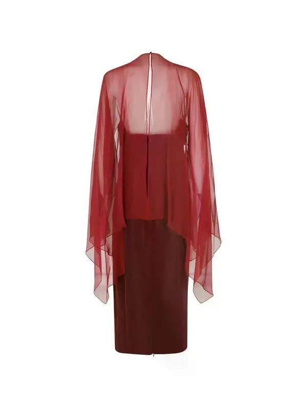 Alberta Ferretti Midi Sheer-overlay Strapless-style Dress