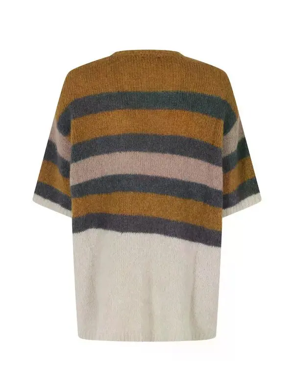 ALYSI Striped Short-sleeve Sweater - Brown