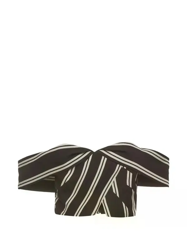Alice + Olivia Striped Off-shoulder Cropped Top