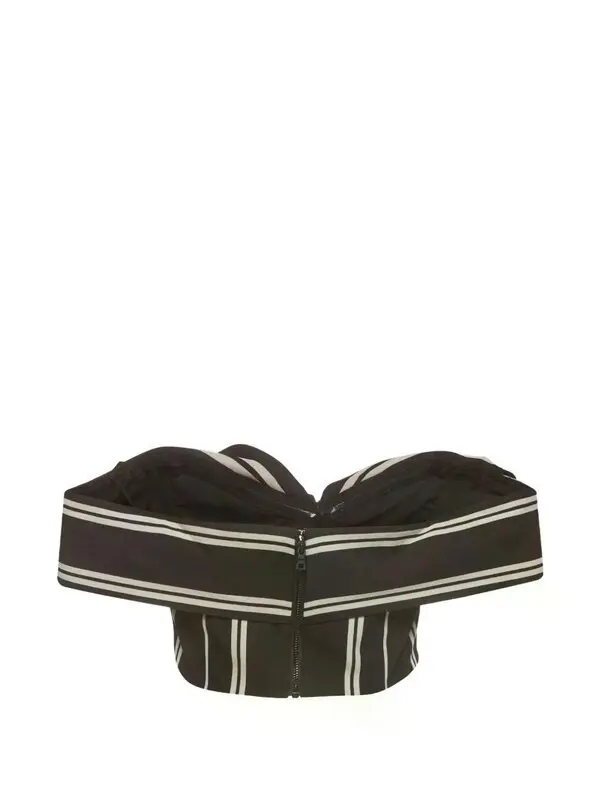 Alice + Olivia Striped Off-shoulder Cropped Top
