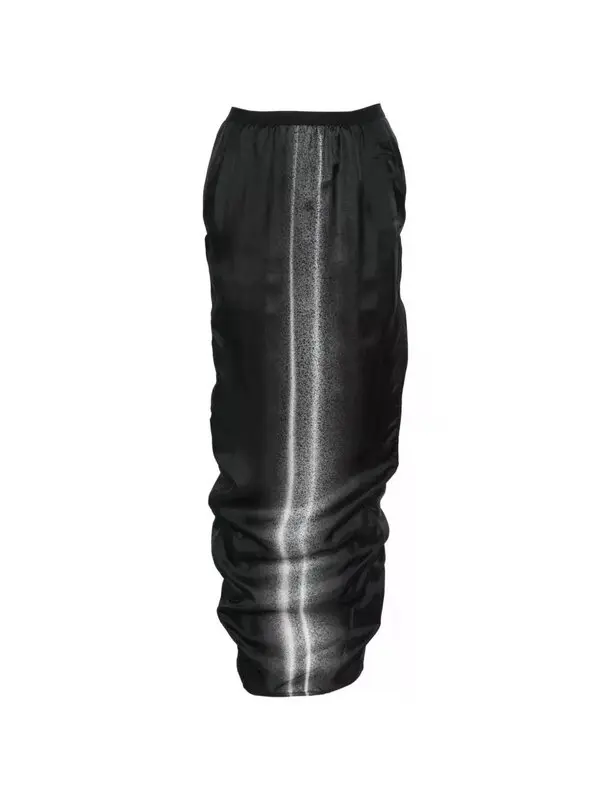 Rick Owens Gradient Effect Ruched Maxi Skirt - Black