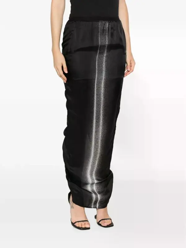 Rick Owens Gradient Effect Ruched Maxi Skirt