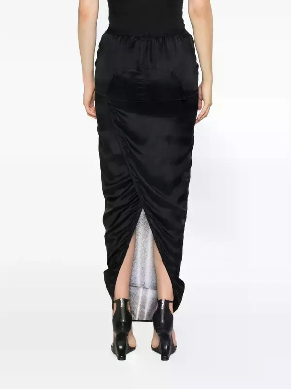 Rick Owens Gradient Effect Ruched Maxi Skirt