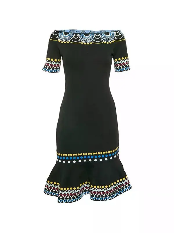 PETER PILOTTO Mini Off-shoulder Patterned Dress