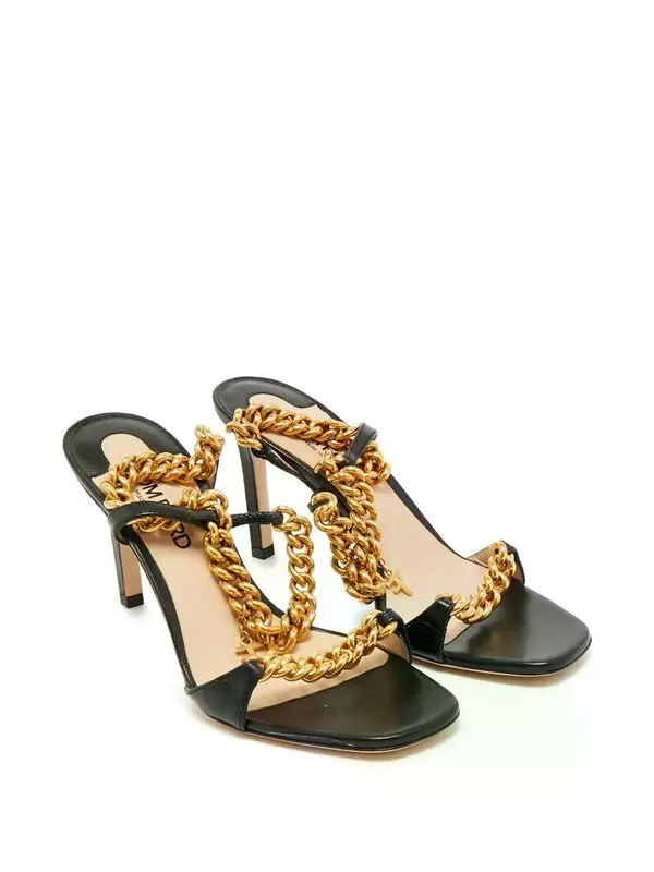 TOM FORD Leather Gold-tone Chain-link Padlock Stiletto Sandals