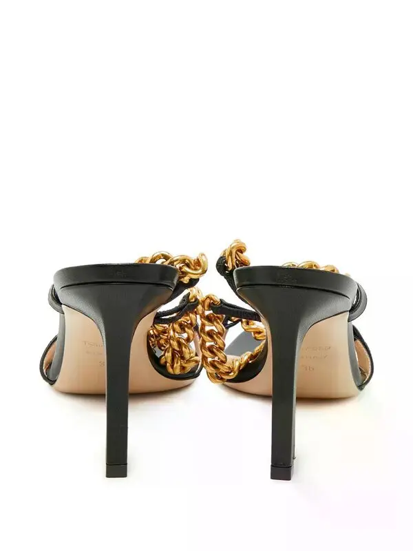TOM FORD Leather Gold-tone Chain-link Padlock Stiletto Sandals