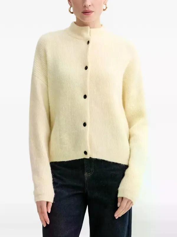 GESTUZ Button-up Ribbed Cardigan