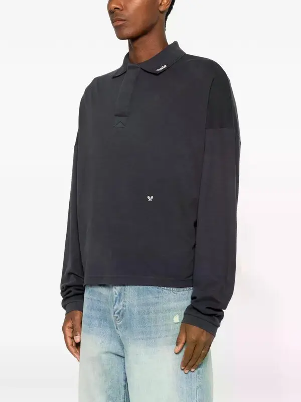 Rhude Logo-embroidered Long-sleeve Polo Shirt - Blue