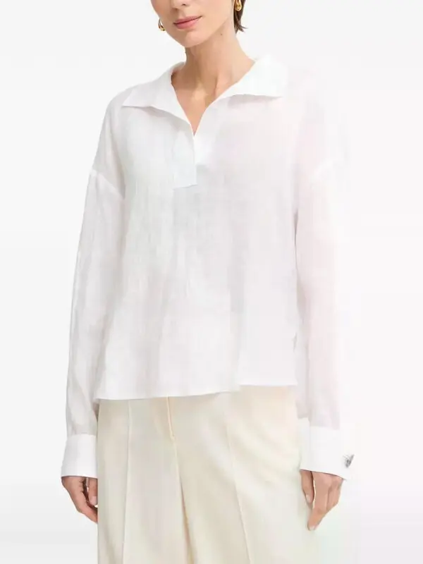 Emporio Armani Armani Exchange Linen Poplin Long-sleeve Shirt - White