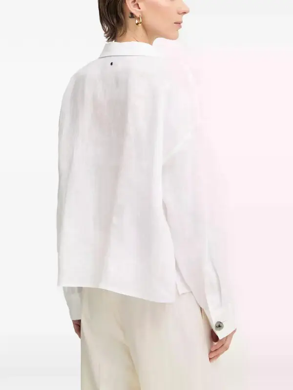 Emporio Armani Armani Exchange Linen Poplin Long-sleeve Shirt - White