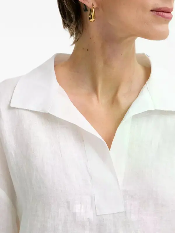 Emporio Armani Armani Exchange Linen Poplin Long-sleeve Shirt - White