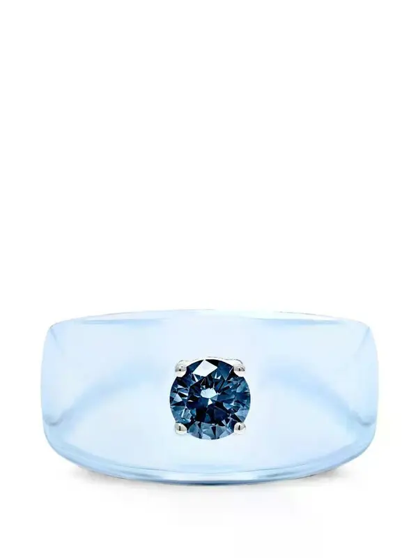 SOLO FOR DIAMONDS 14k White Gold Blue Lab-grown Diamond Ring