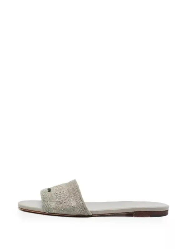 Dior Dway Embroidered Canvas Slides - Grey