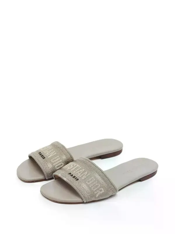 Dior Dway Embroidered Canvas Slides - Grey