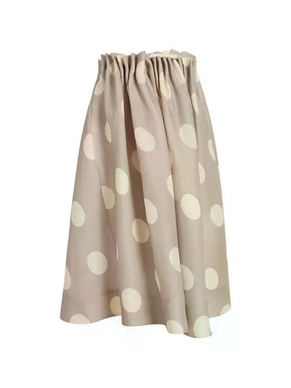 Khaite Polka-dot Gathered Midi Skirt - Neutrals