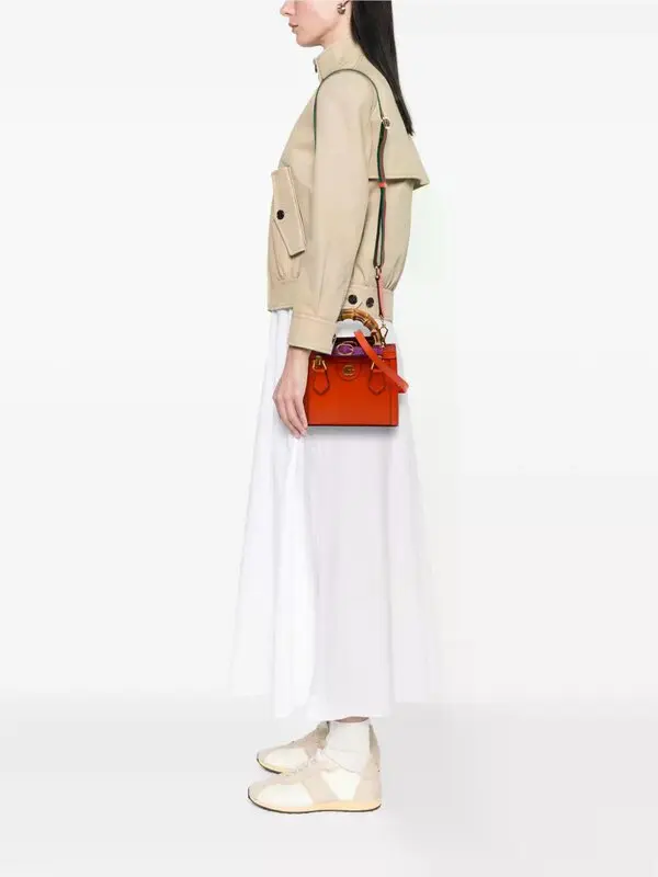 Gucci 2021-2026 Small Calfskin Bamboo Diana Satchel - Orange