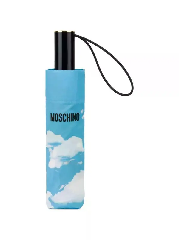 Moschino Cloud-print Telescopic Umbrella - Blue