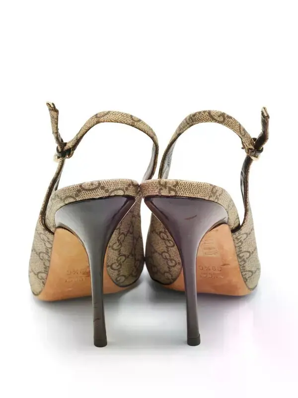 Gucci Gg Supreme Floral Print Peep-toe Slingback Pumps