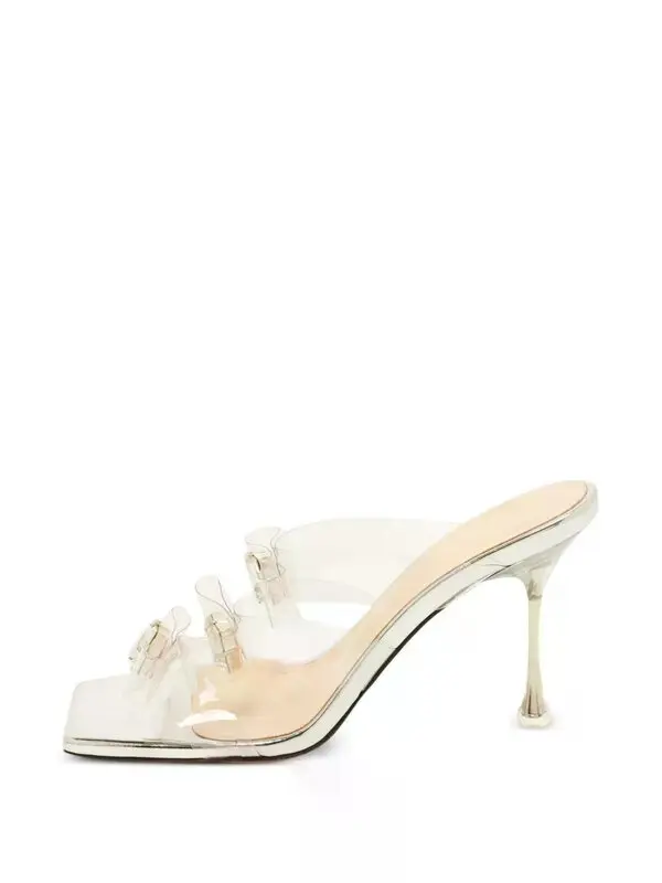 Mach & Mach Triple Bow Embellished High Heel Sandals - White