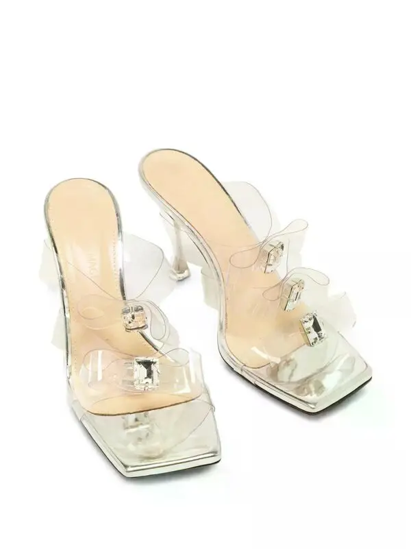 Mach & Mach Triple Bow Embellished High Heel Sandals - White