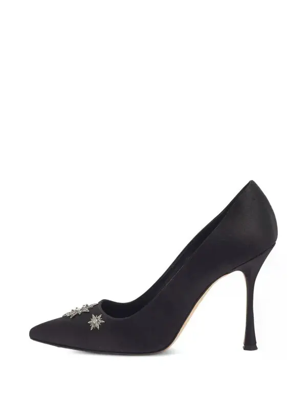 Manolo Blahnik Satin Star Embellished Stiletto Pumps