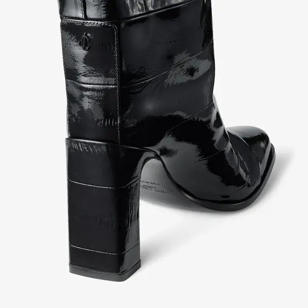 JIMMY CHOO Caly Over The Knee 85 Shiny Eel-embossed Leather Knee-high Boots
