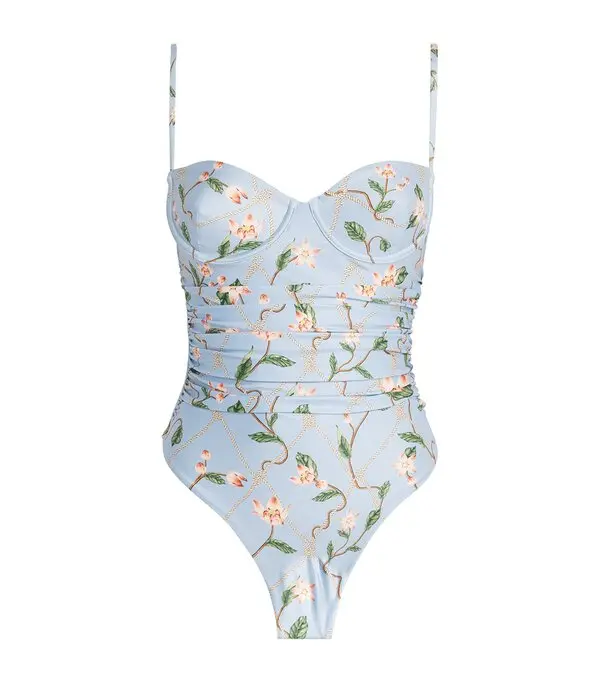 Agua Bendita Rábano Navegante Floral Swimsuit - Blue