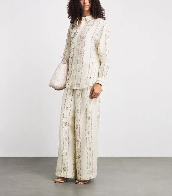 Agua Bendita Cecilia Navegante Embroidered Linen Shirt