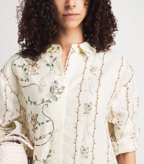 Agua Bendita Cecilia Navegante Embroidered Linen Shirt