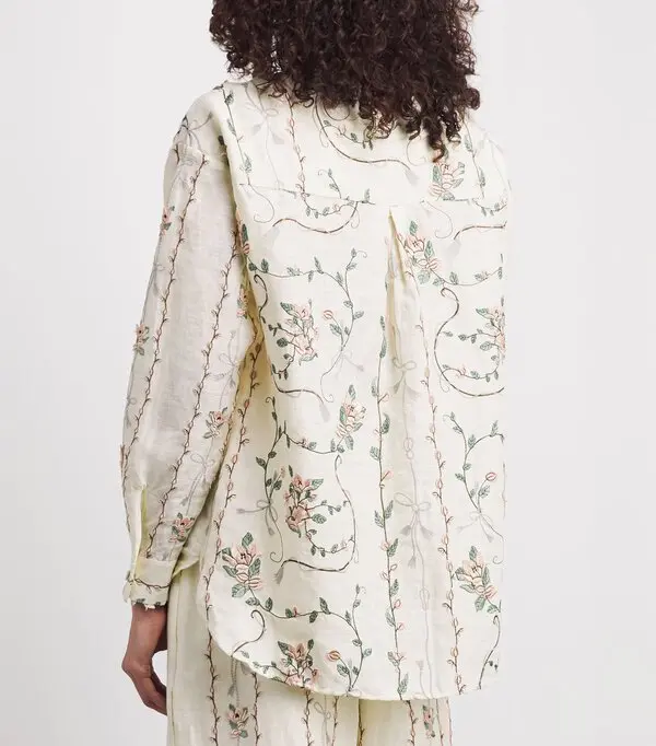 Agua Bendita Cecilia Navegante Embroidered Linen Shirt