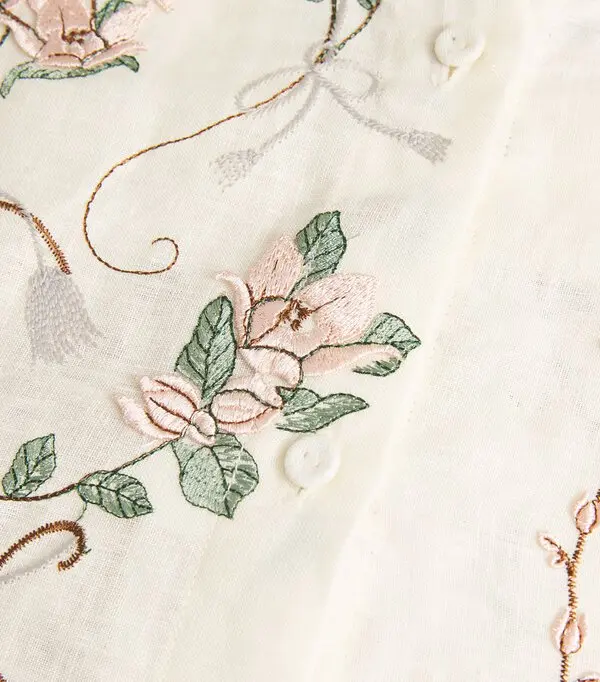 Agua Bendita Cecilia Navegante Embroidered Linen Shirt
