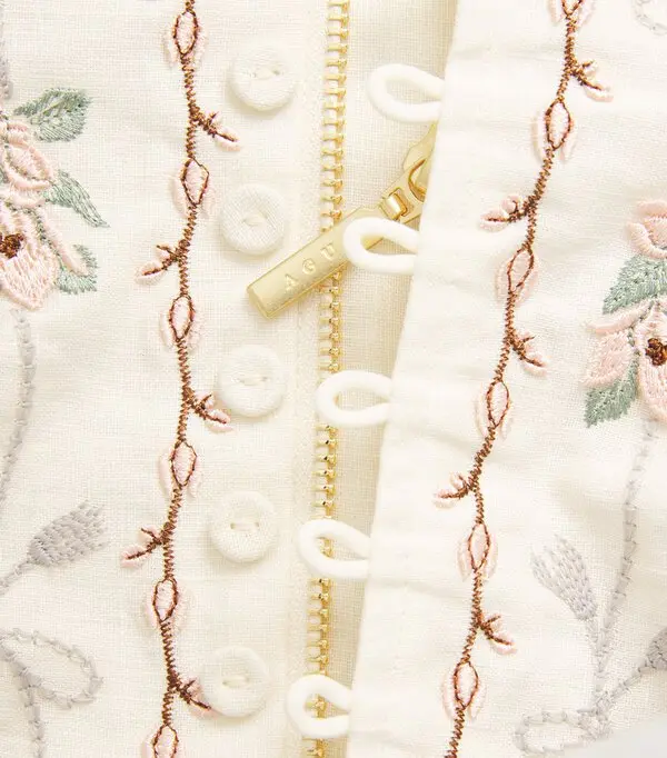 Agua Bendita Strapless Embroidered Linen Corset Top