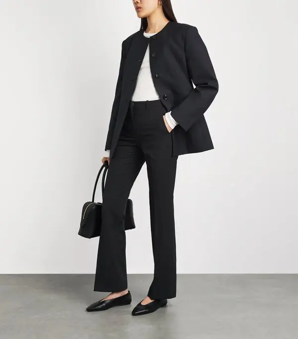 Theory Wool Flared Trousers - Black