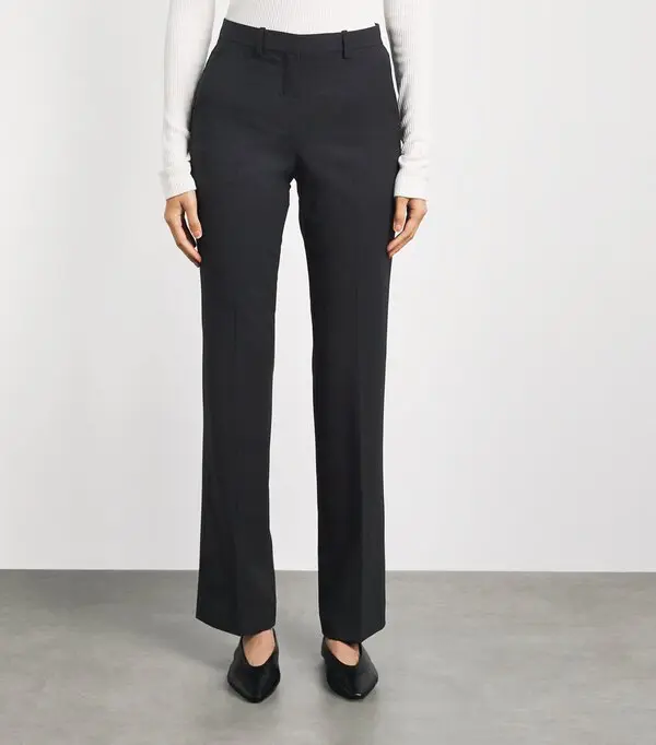Theory Wool Flared Trousers - Black