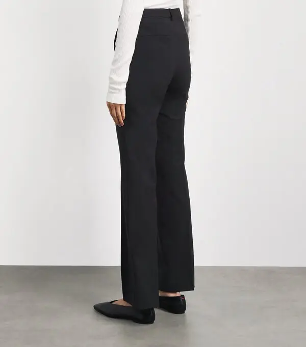 Theory Wool Flared Trousers - Black
