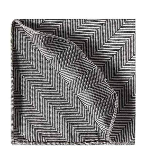 Brunello Cucinelli Silk Chevron Pocket Square - Black