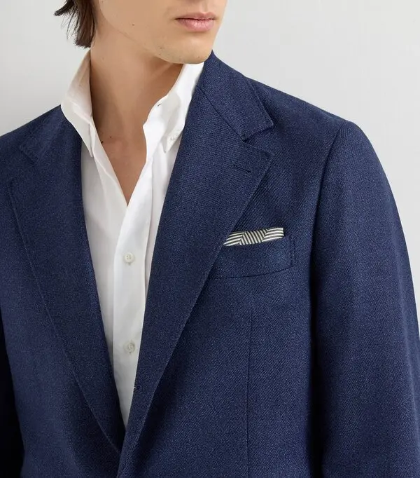 Brunello Cucinelli Silk Chevron Pocket Square
