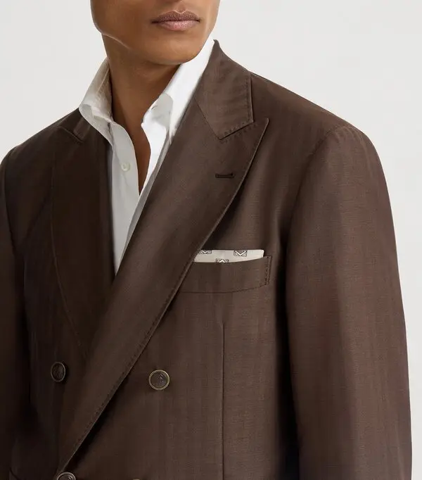 Brunello Cucinelli Silk Geometric Square Pocket Square