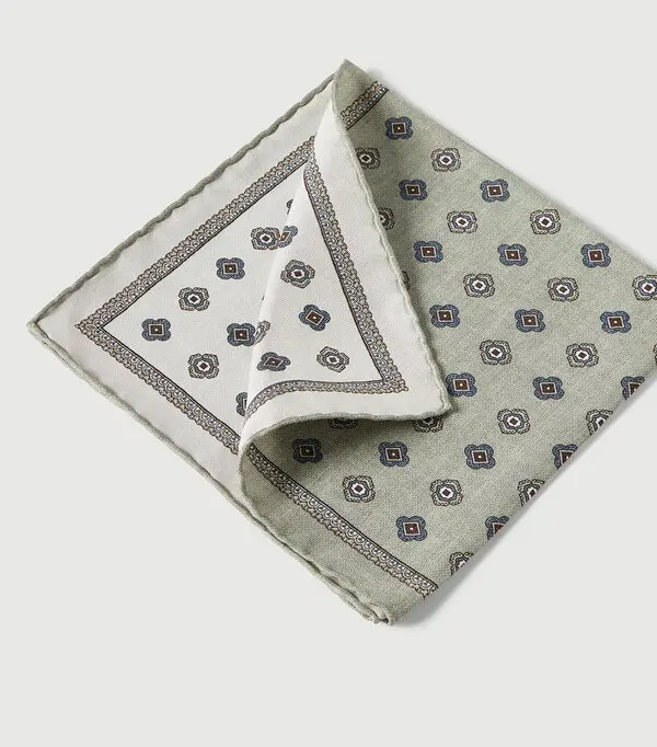 Brunello Cucinelli Silk Medallion Pocket Square