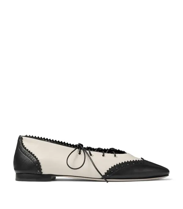JIMMY CHOO Margot Leather Lace-up Flats