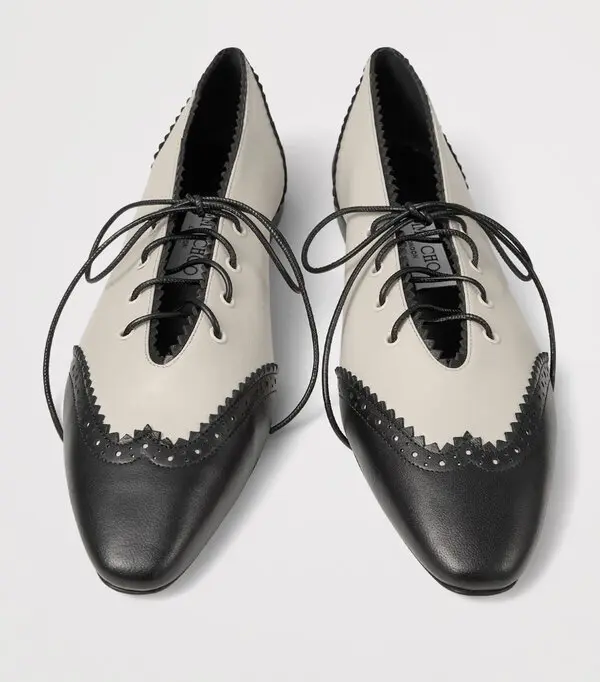 JIMMY CHOO Margot Leather Lace-up Flats