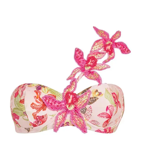 PatBO Beaded Orchid Bloom Bikini Top