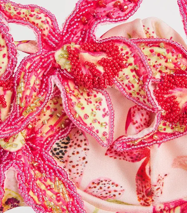 PatBO Beaded Orchid Bloom Bikini Top