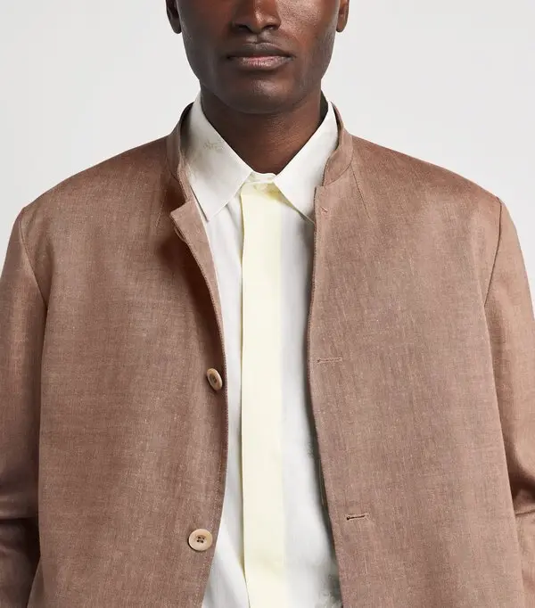 Paul Smith Wool-linen Stand-collar Blazer