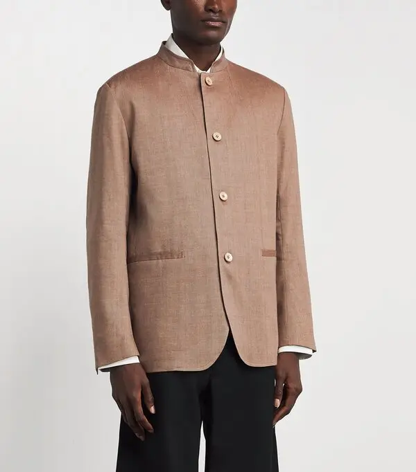 Paul Smith Wool-linen Stand-collar Blazer