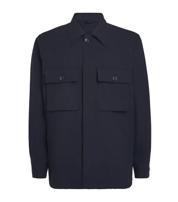 Paul Smith Worsted Wool Overshirt - Navy