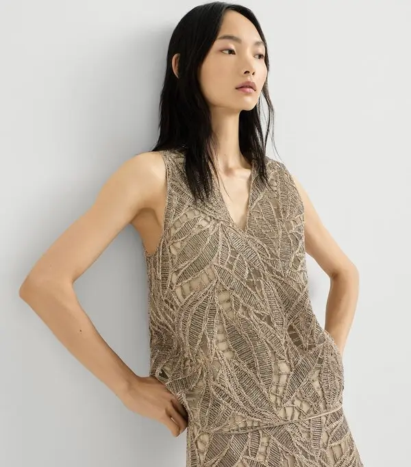 Brunello Cucinelli Embroidered Sleeveless Top