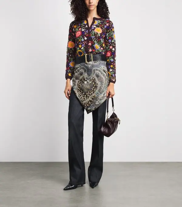 Etro Wool Floral Embroidered Cardigan