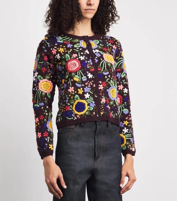 Etro Wool Floral Embroidered Cardigan