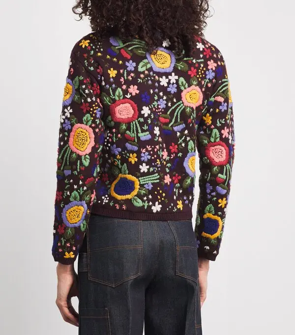 Etro Wool Floral Embroidered Cardigan